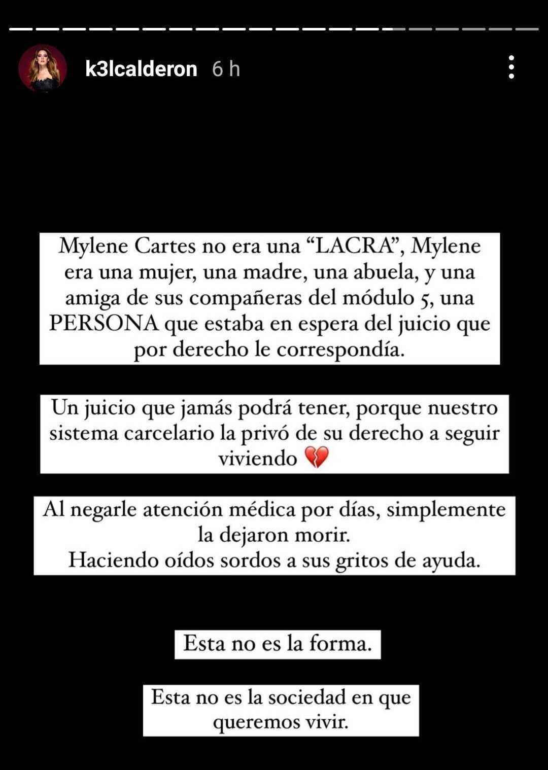 Kel Calderón lanzó dura crítica por interna que falleció en Cárcel de ...
