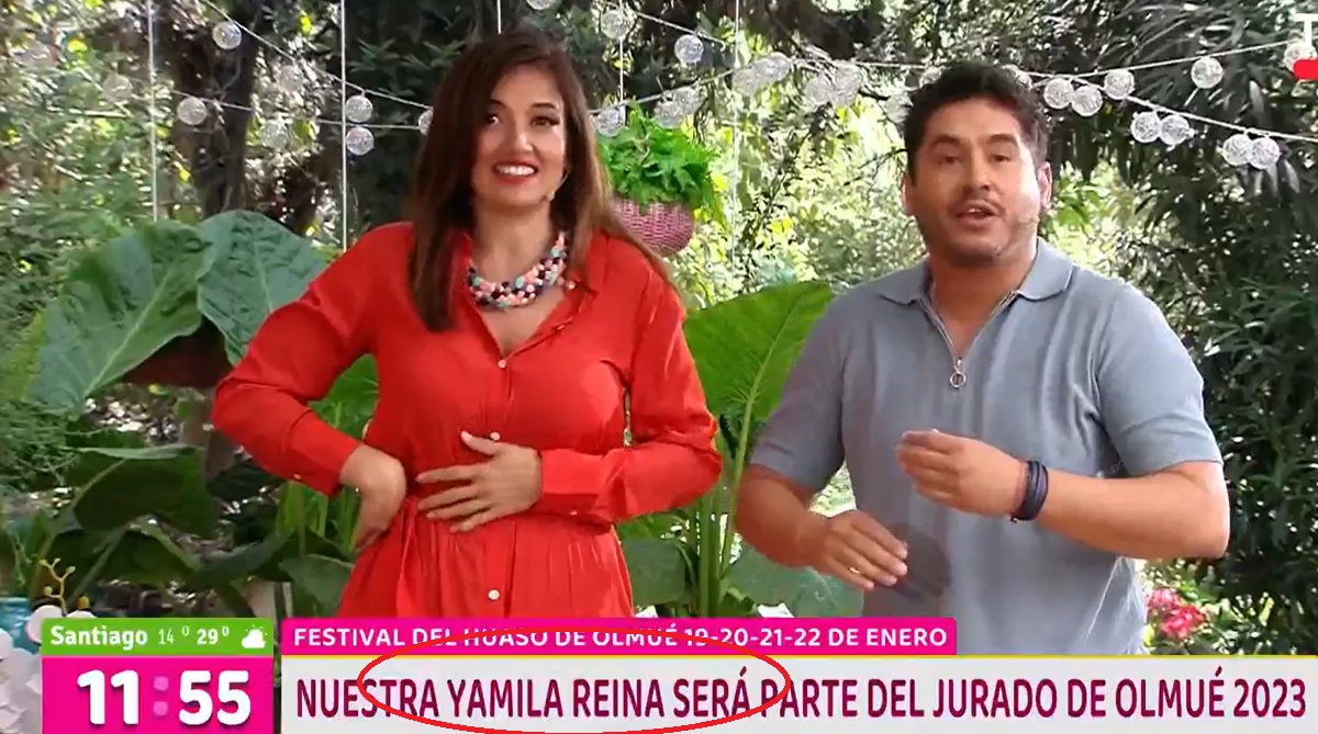 Yamila Reyna fue presentada como jurado de Olmué y reclamó por cómico error: "Perdón que corrija"