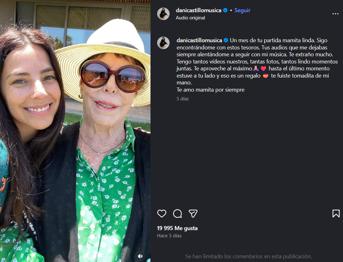 El emotivo video de Daniela Castillo a un mes de la muerte de su mamá ...